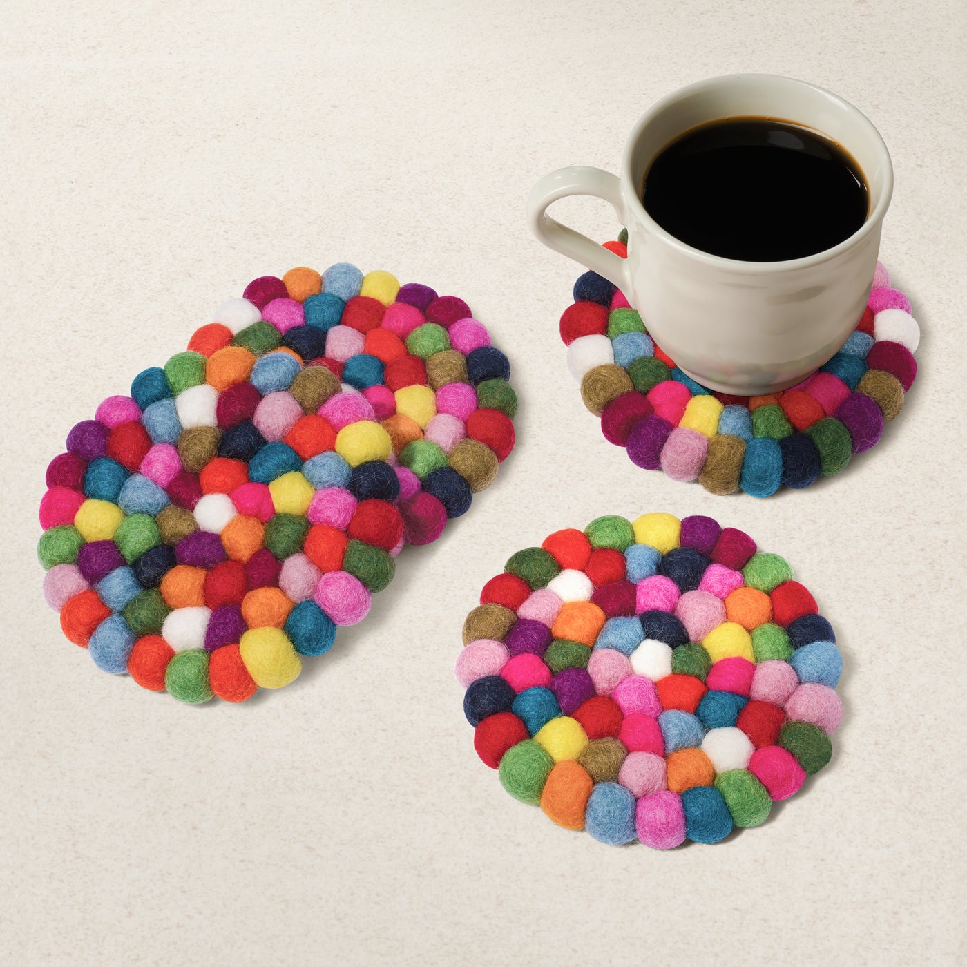 MODWOOL Felt Ball Coaster Set - Multi Color – Sugar Island Inc